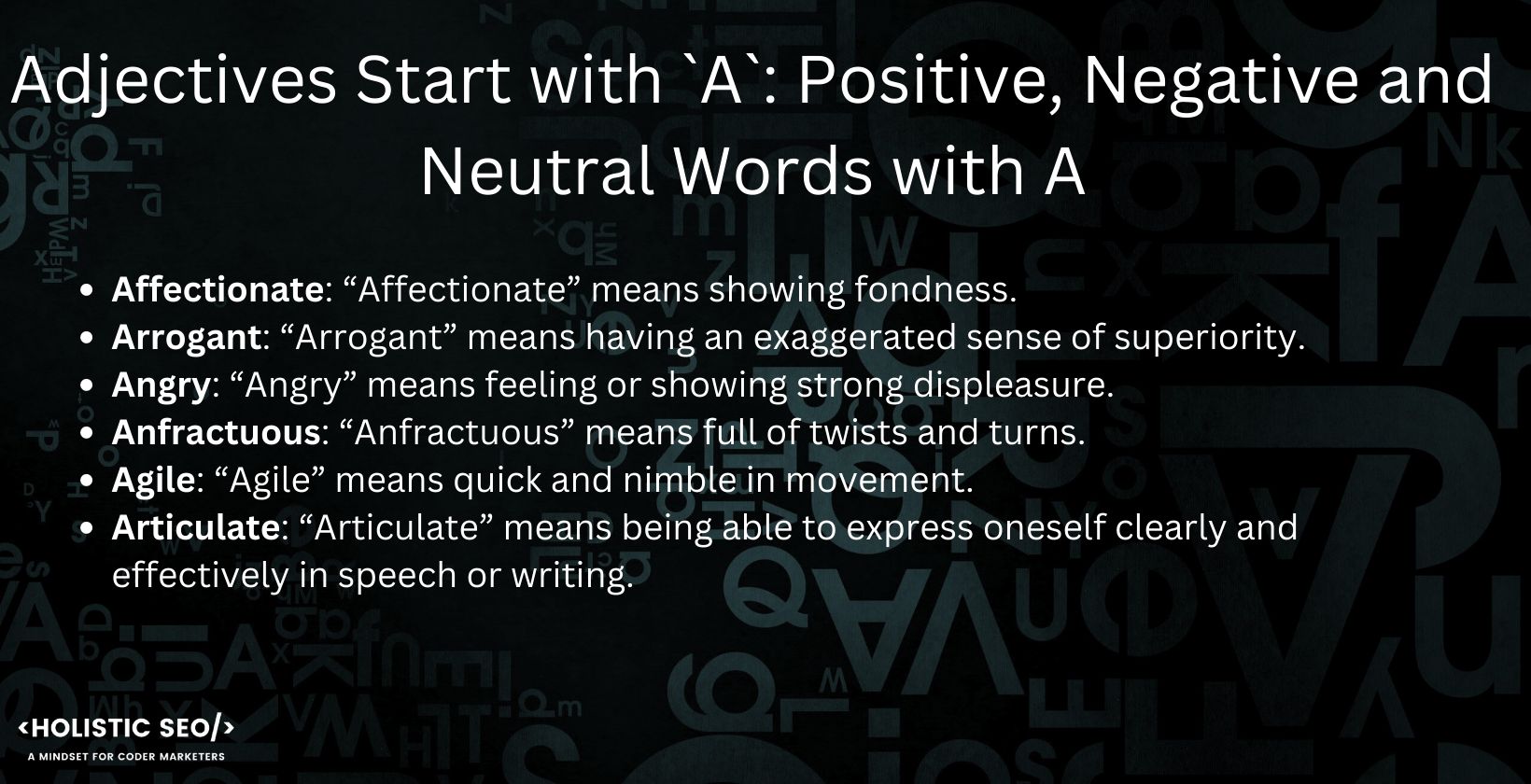 Adjectives Start with "A": Positive, Negative and Neutral Words with A ...