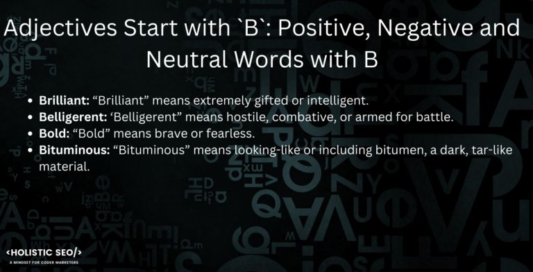 Adjectives Start with `B`: Positive, Negative and Neutral Words with B ...