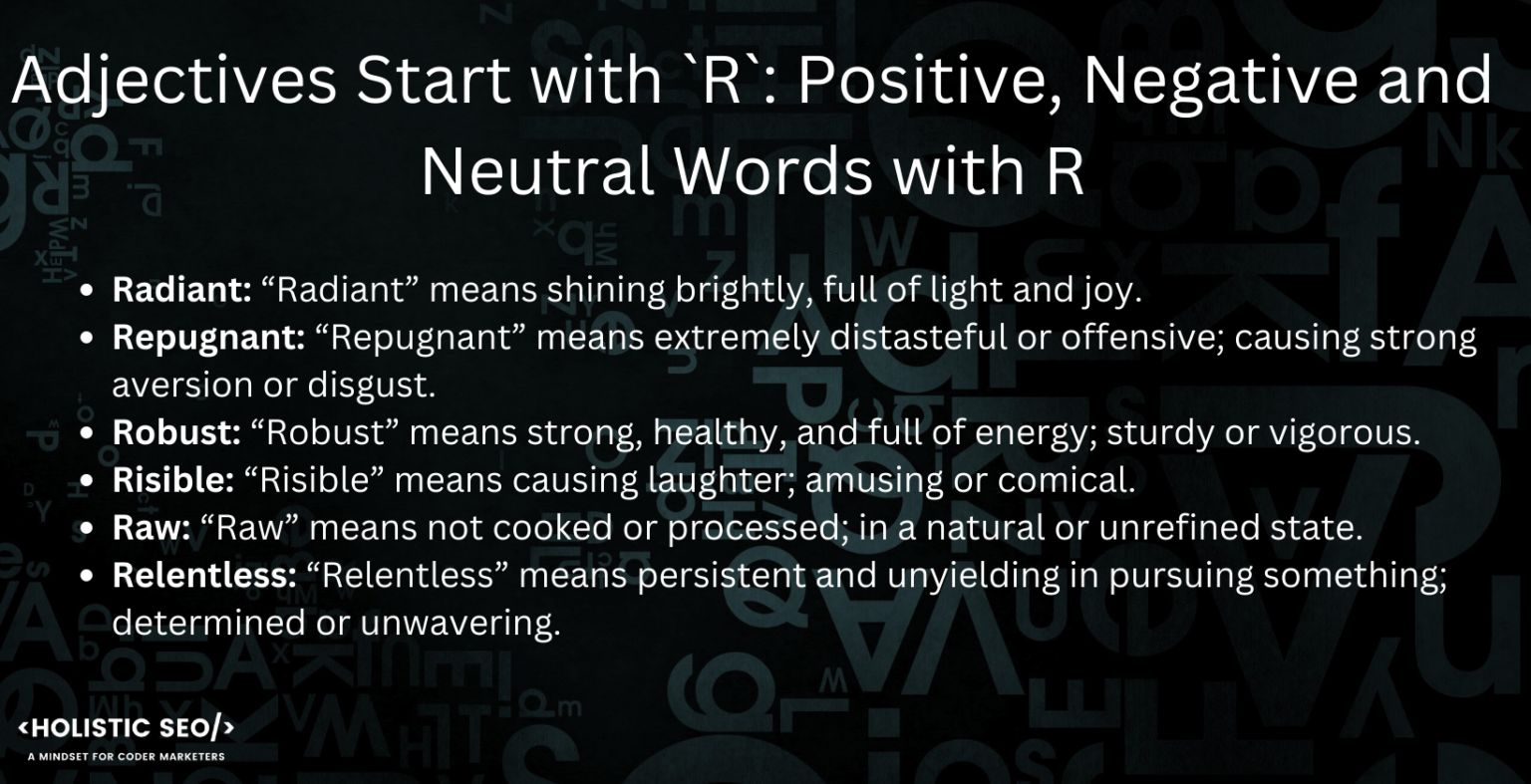 Adjectives Start with `R`: Positive, Negative and Neutral Words with R ...