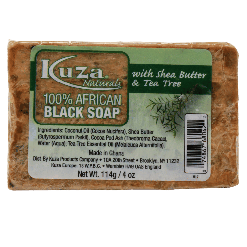 Kuza 100% African Black Soap With Shea Butter & Tea Tree 4oz | Cosmetize UK