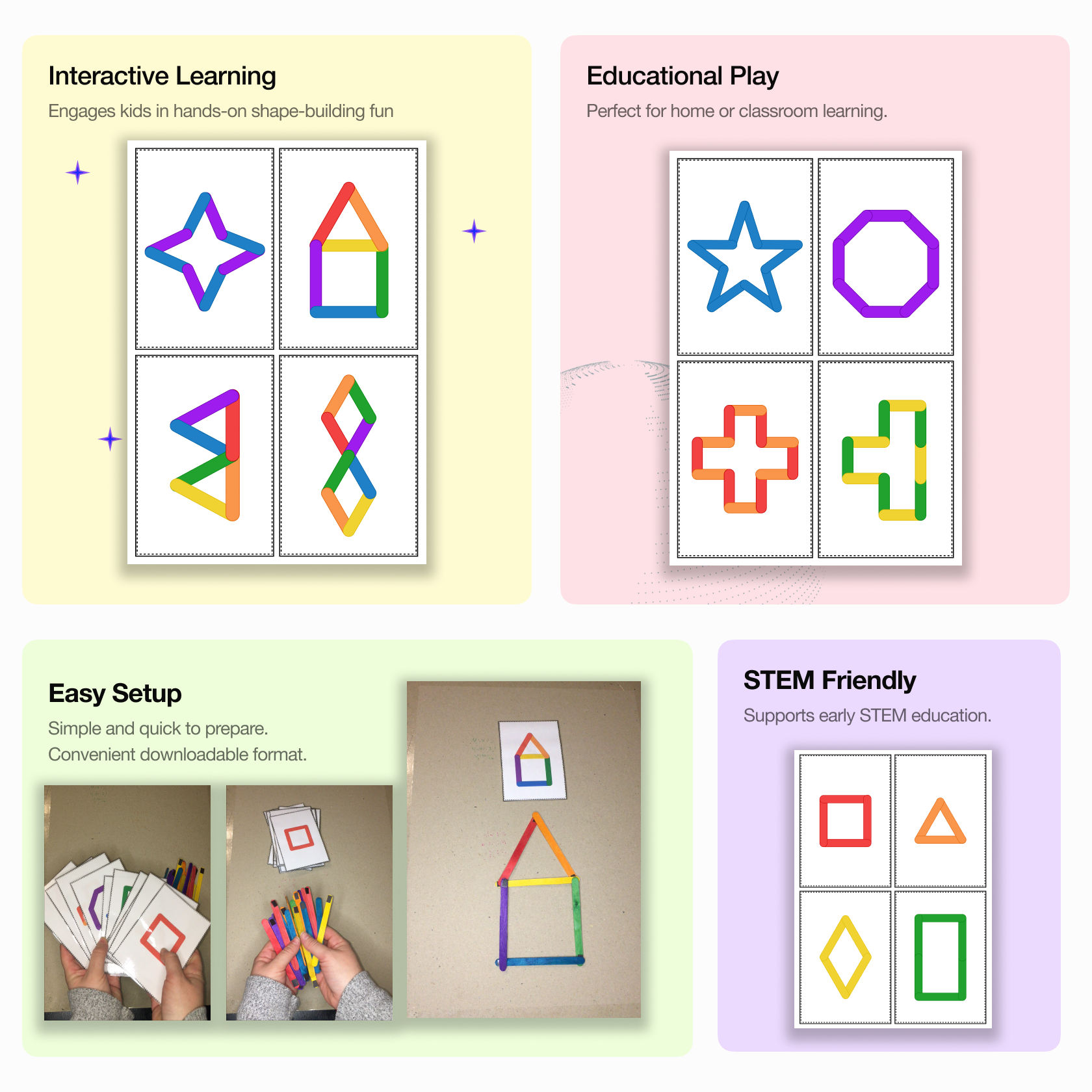 Colourful Shape-Building Flashcards | LessonForge Toolkit