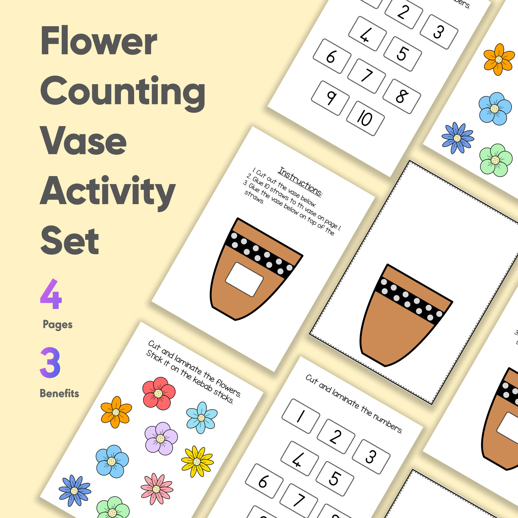 Flower Counting Vase Activity Set | LessonForge Toolkit