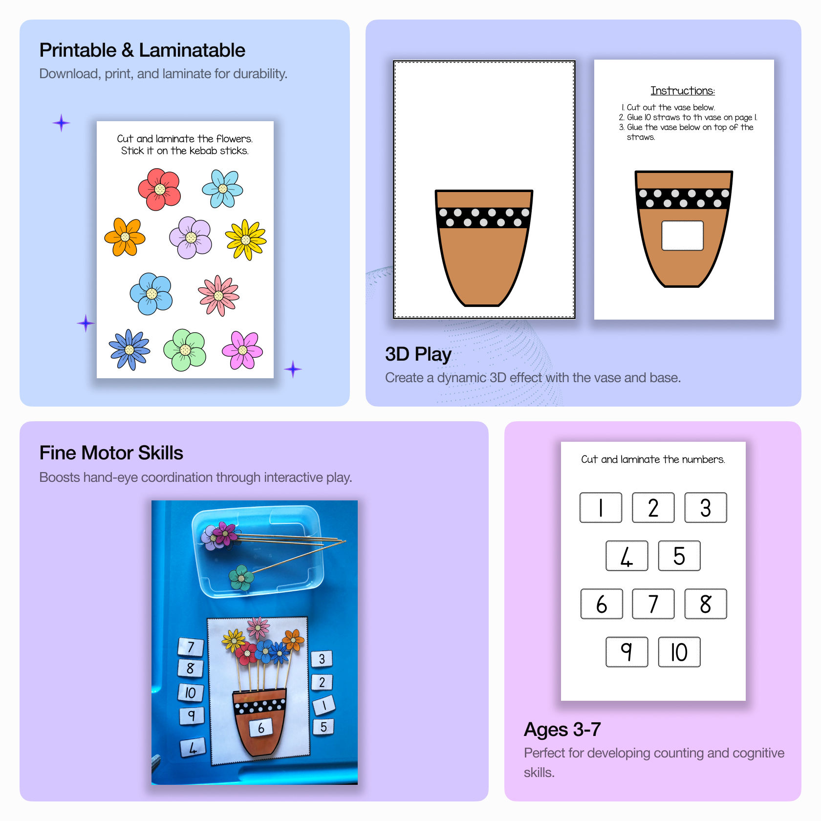 Flower Counting Vase Activity Set | LessonForge Toolkit