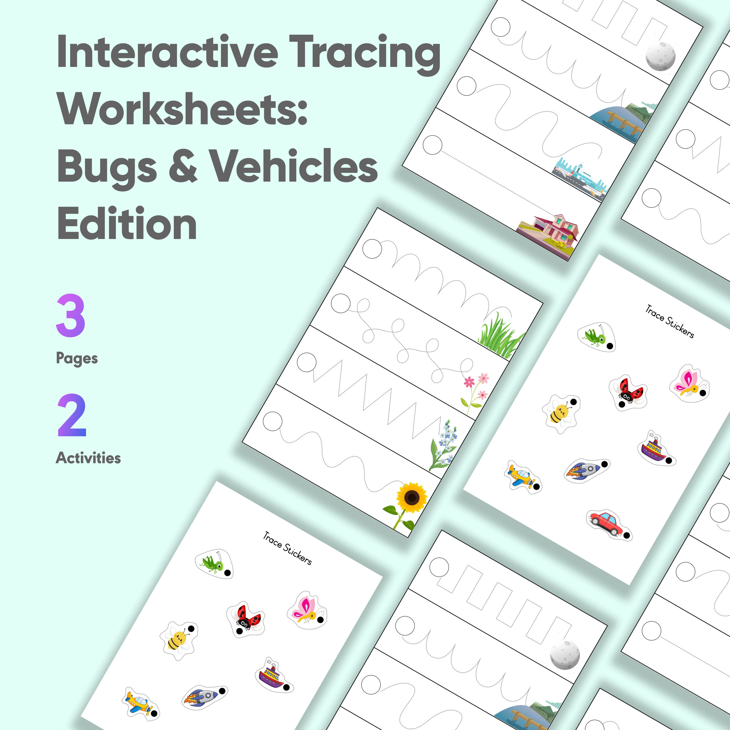 Interactive Tracing Worksheets: Bugs & Vehicles Edition | LessonForge ...