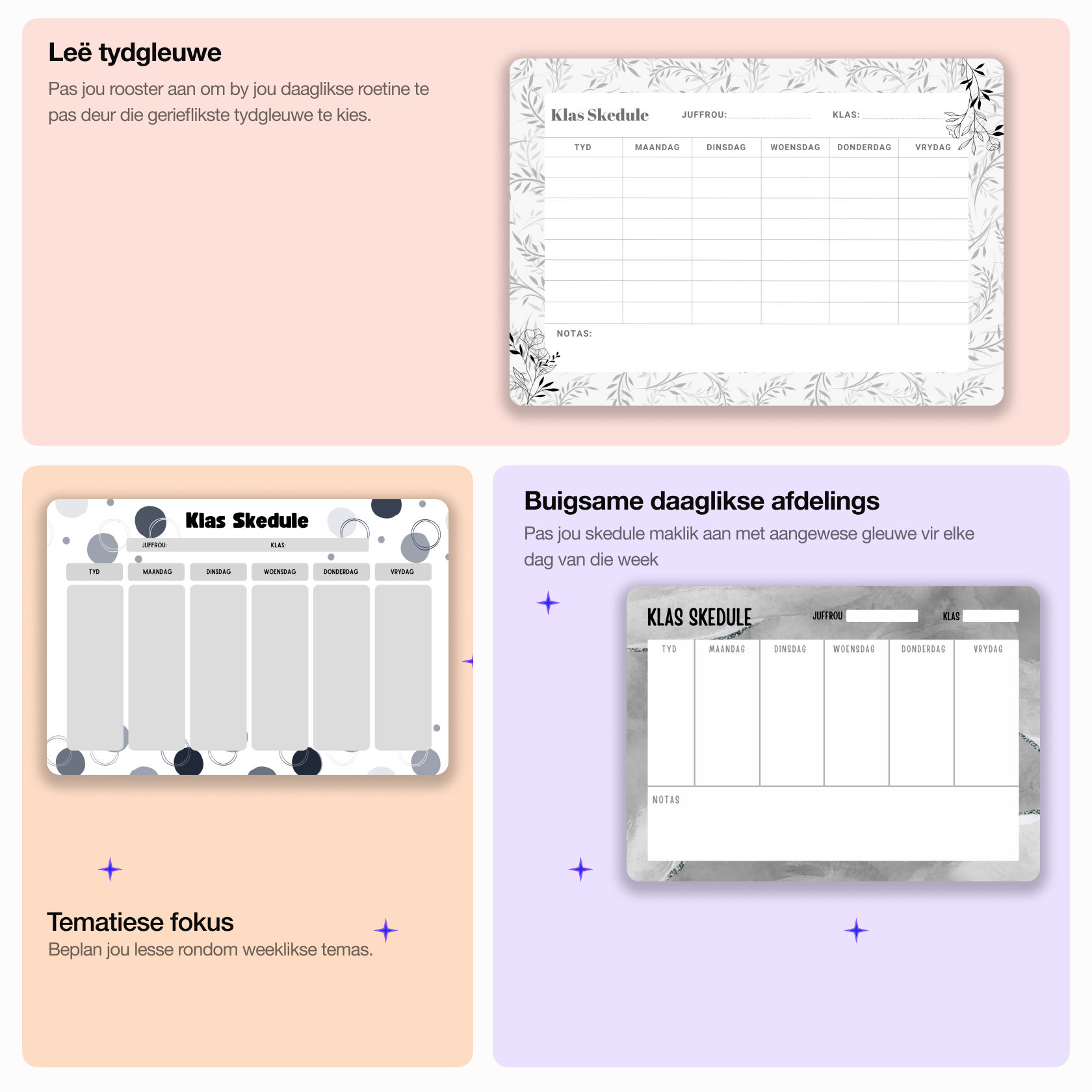 Grys Skaal Klas Skedules | LessonForge Toolkit