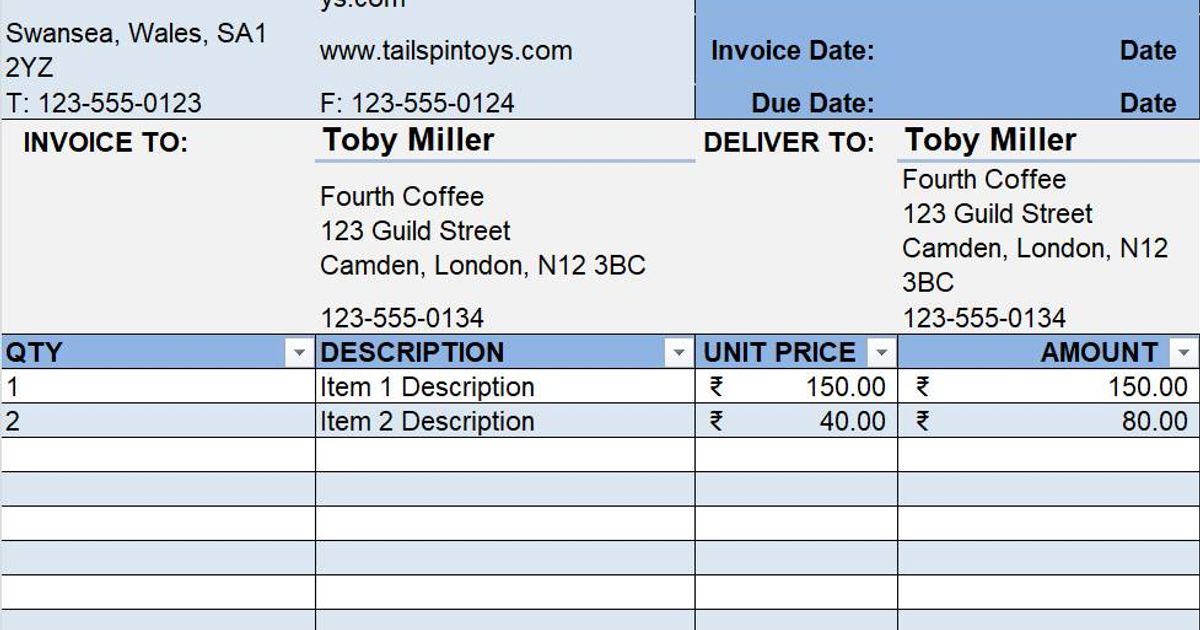 Free Excel Template | Basic Invoice w/ Unit Price | Create Invoices Easily