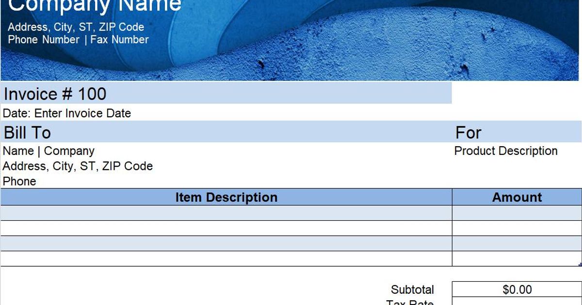 Blue Invoice Excel Template - Create Professional Invoices Instantly