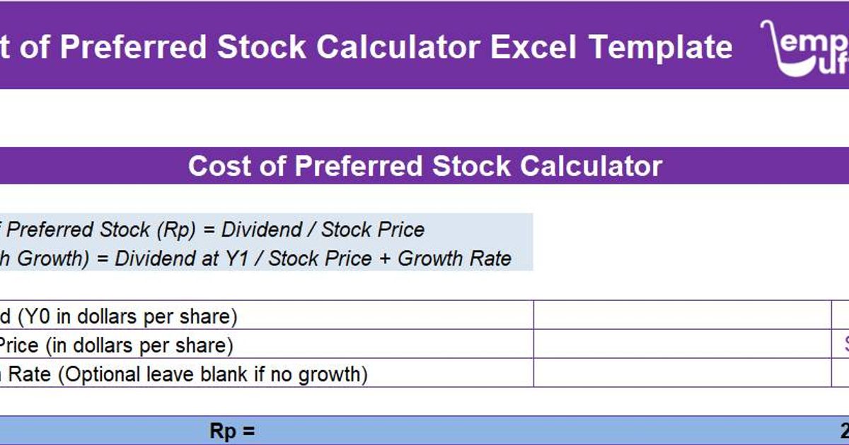Cost of Preferred Stock Calculator Excel Template - Calculate & Analyze ROI