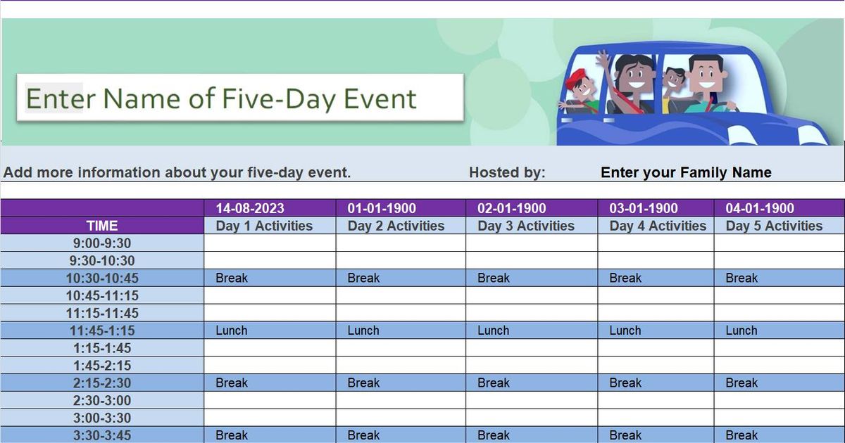 Family Event Schedule Template: Easily Manage Your Family's Events