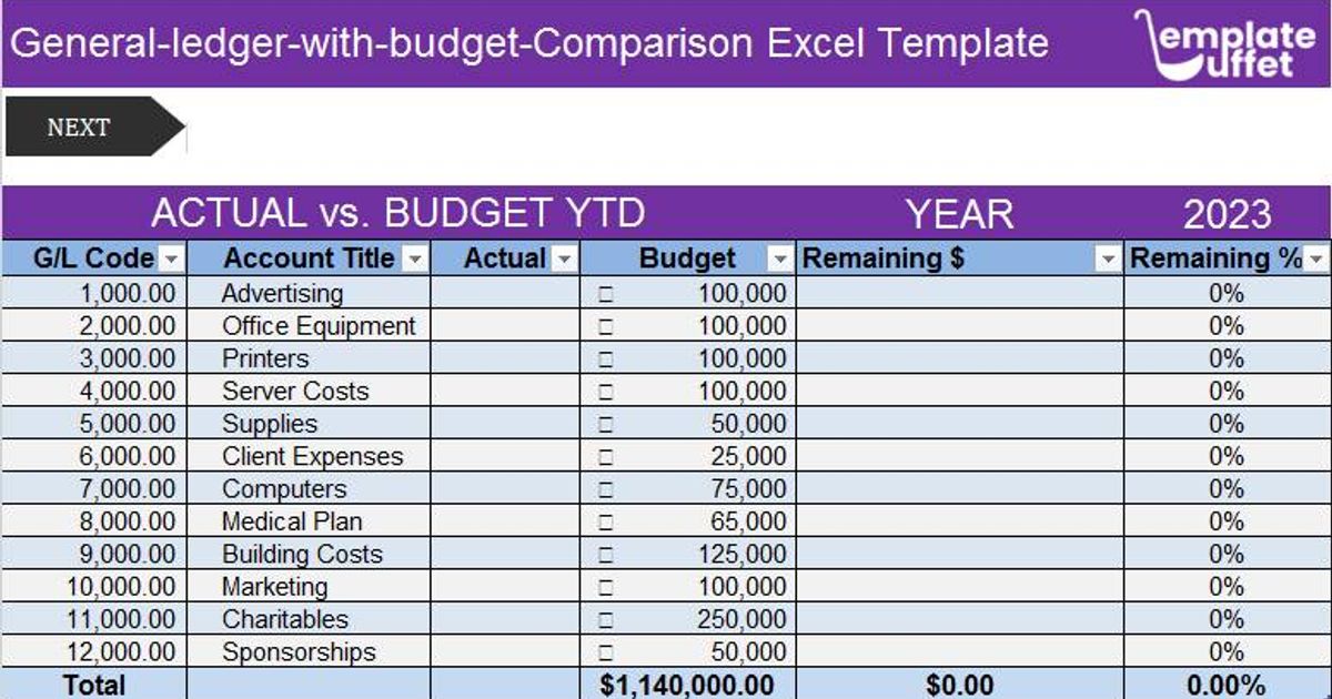 General Ledger Budget Comparison Excel Template: Easy to Use, Accurate ... General Ledger Budget Comparison Excel Template: Easy to Use, Accurate ...