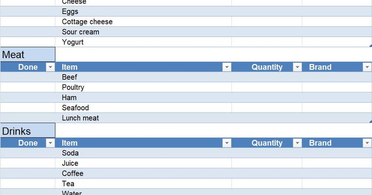 Grocery Shopping Checklist - Free Excel Template to Help Plan & Track ... Grocery Shopping Checklist - Free Excel Template to Help Plan & Track ...