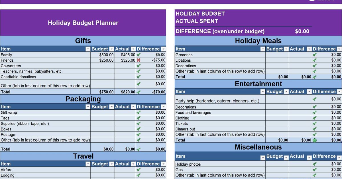 Holiday Budget Planner Excel Template - Easily Plan Your Trip!