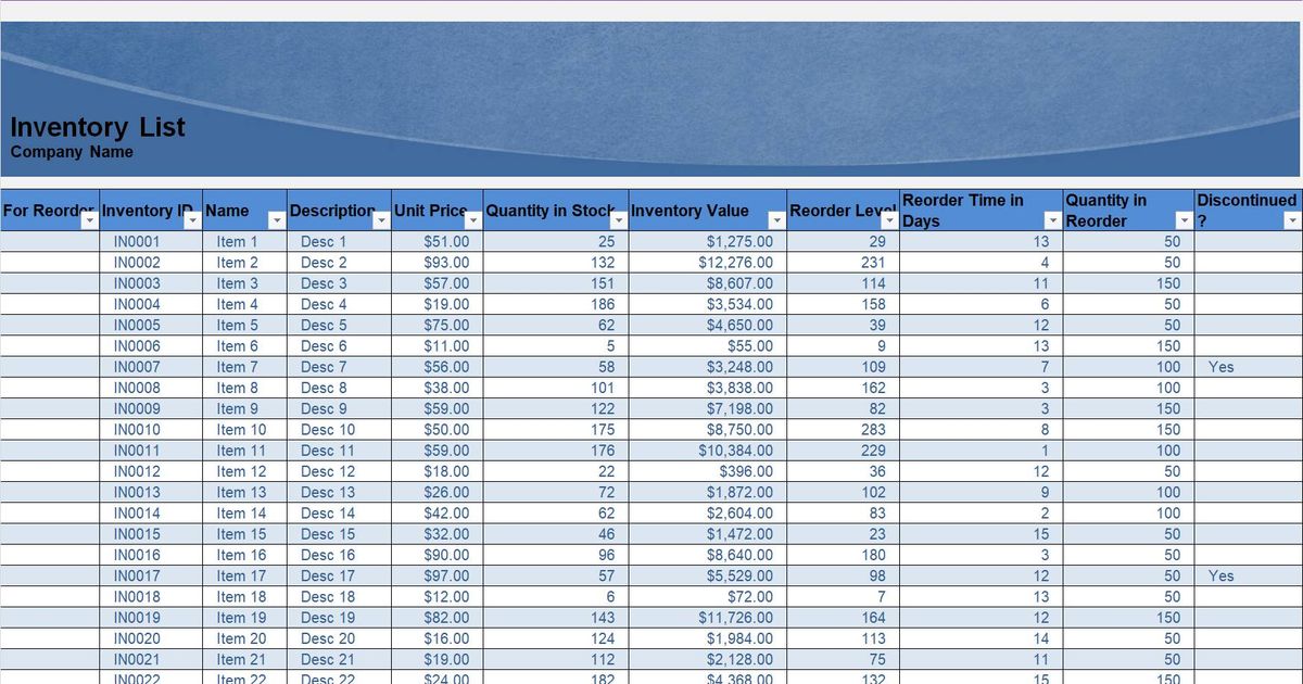 Inventory List Excel Template: Track and Manage Your Stock Easily!