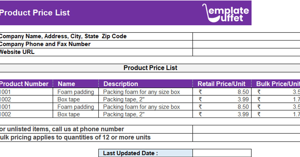 Price List for All Products | Best Prices Available | 2020