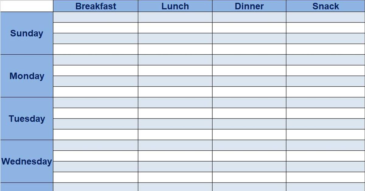 Simple Meal Planner Excel Template - Create Delicious Meals Easily