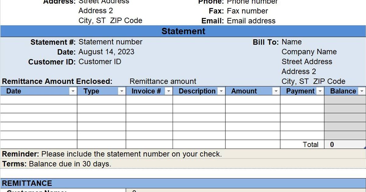 Create Financial Statements Quickly with Statement Template-02 Excel