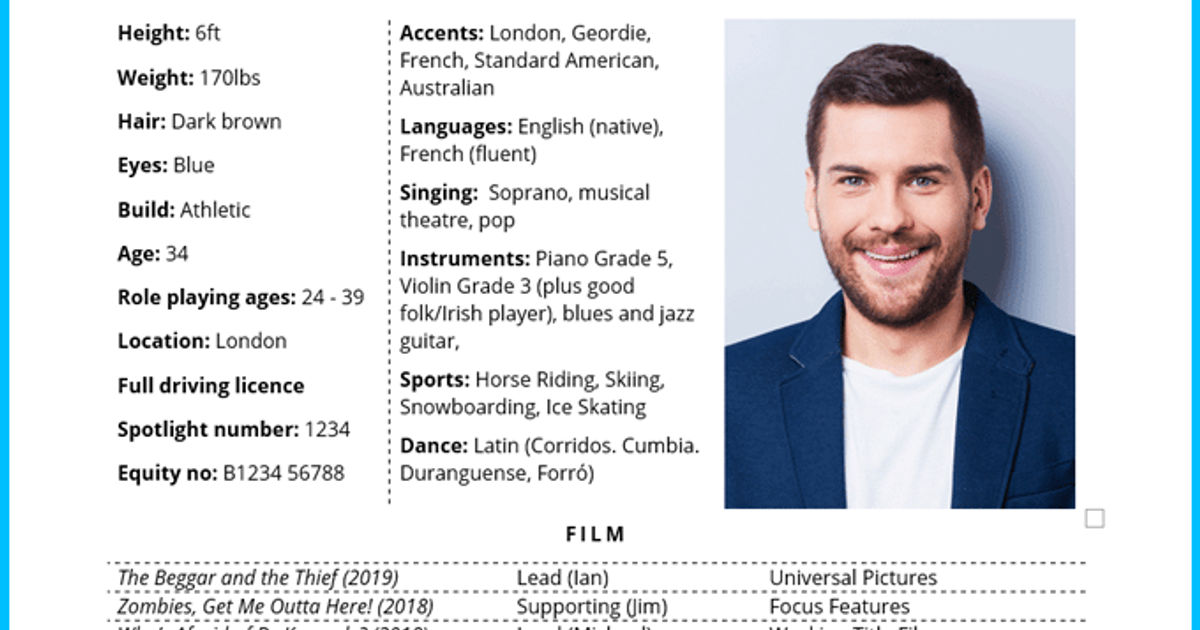 Acting CV | Professional Actor Resume | Show Your Talent