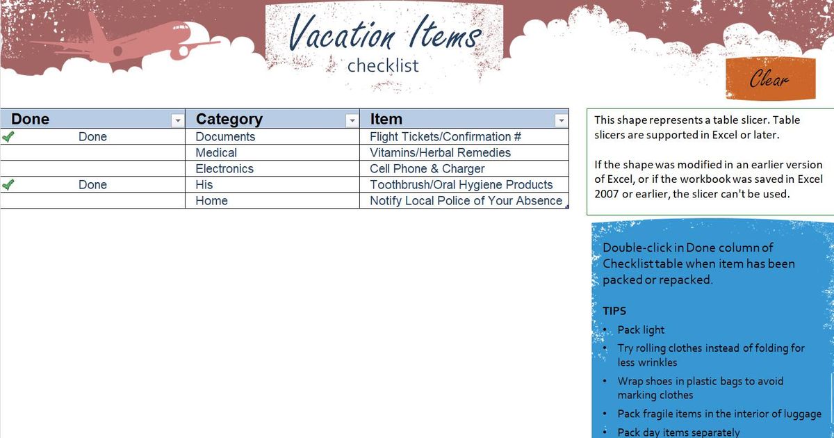 Vacation Checklist: Get Organized with this Excel Template!