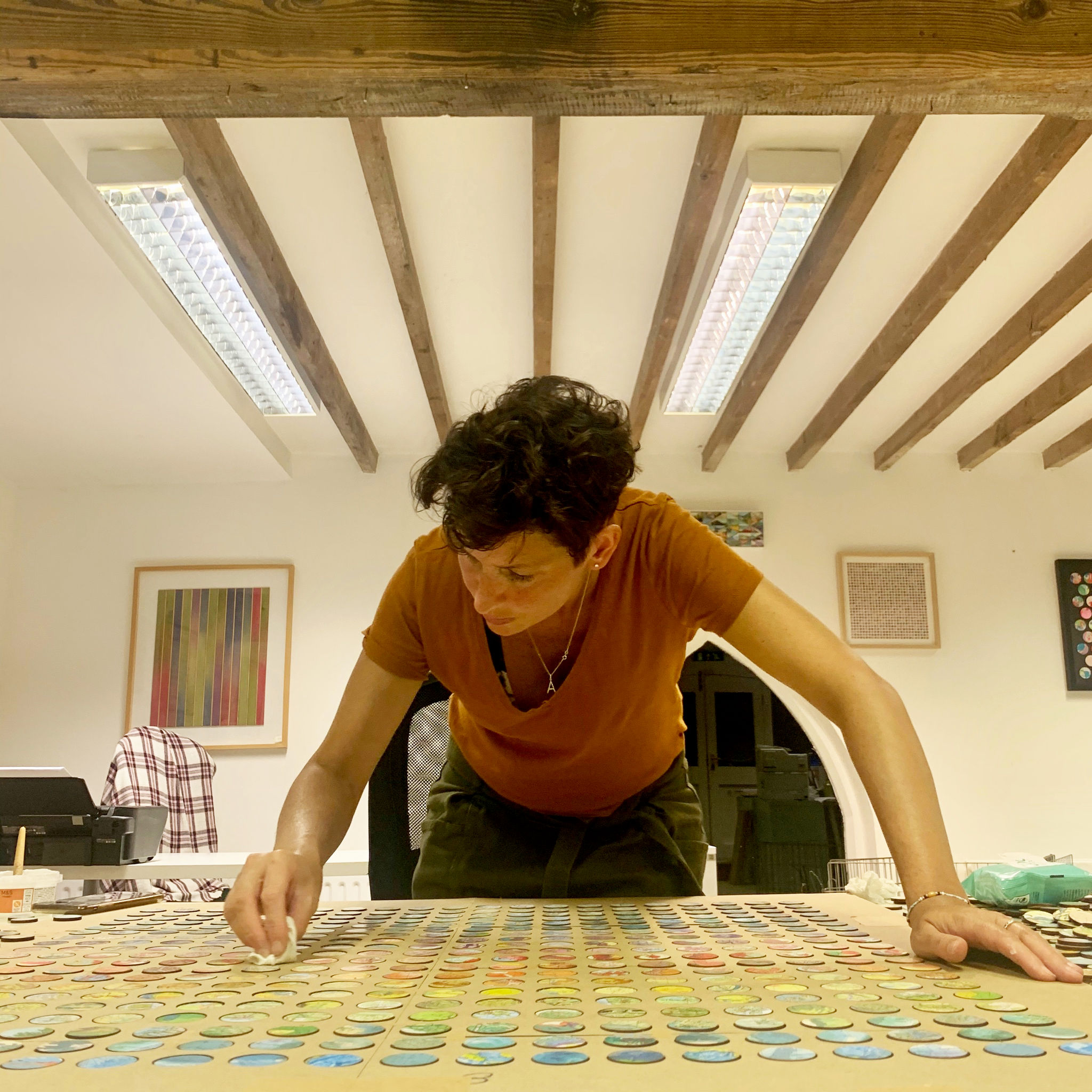 Three Hundred and Twenty Four Marbled Dots Collage Painting by Amelia ...