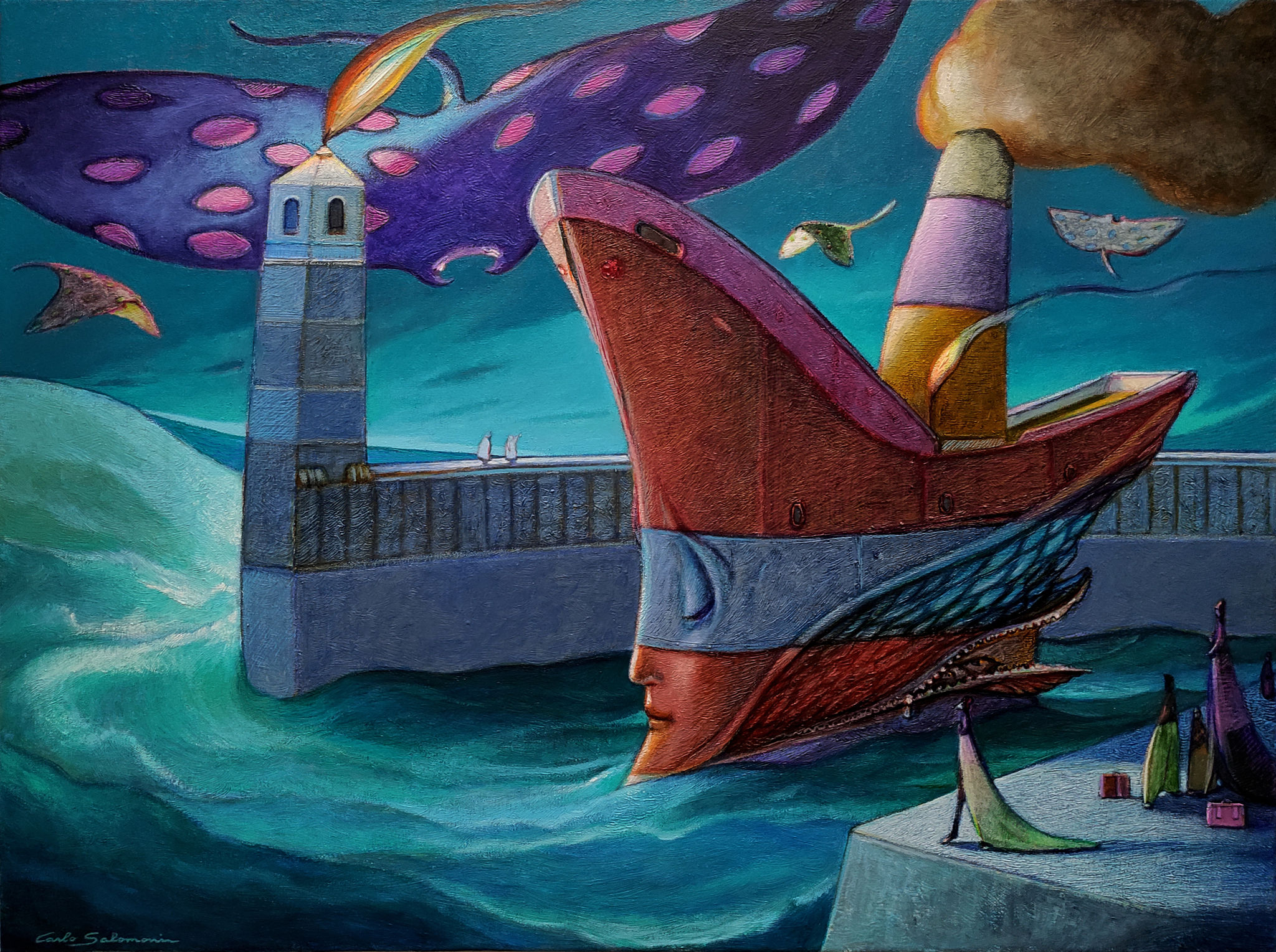 THE SHIP OF FLYING DREAMS by Carlo Salomoni 2022: Painting | The Artling