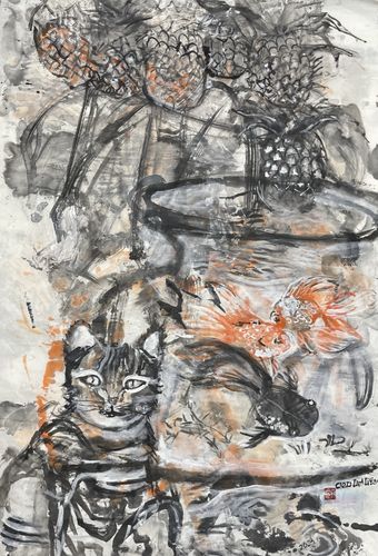 Pineapple, Goldfishes and Cat by Cleo Li Yann Lim Visual Artwork | The ...