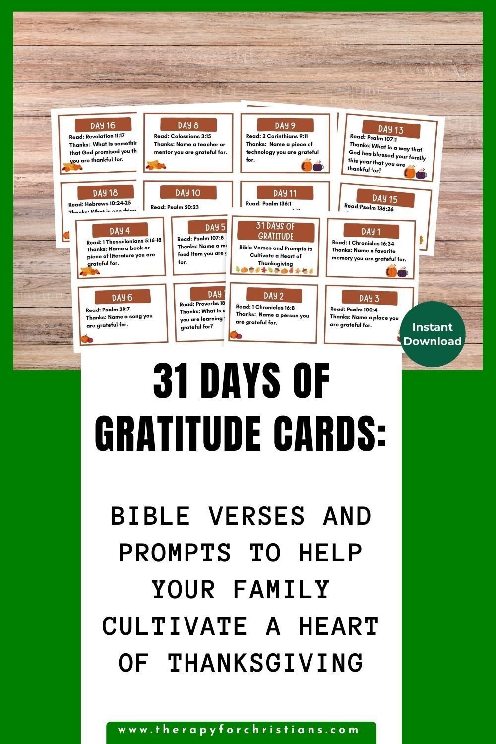 31 Days of Gratitude Cards: Transform Your Family's Life with Daily ...