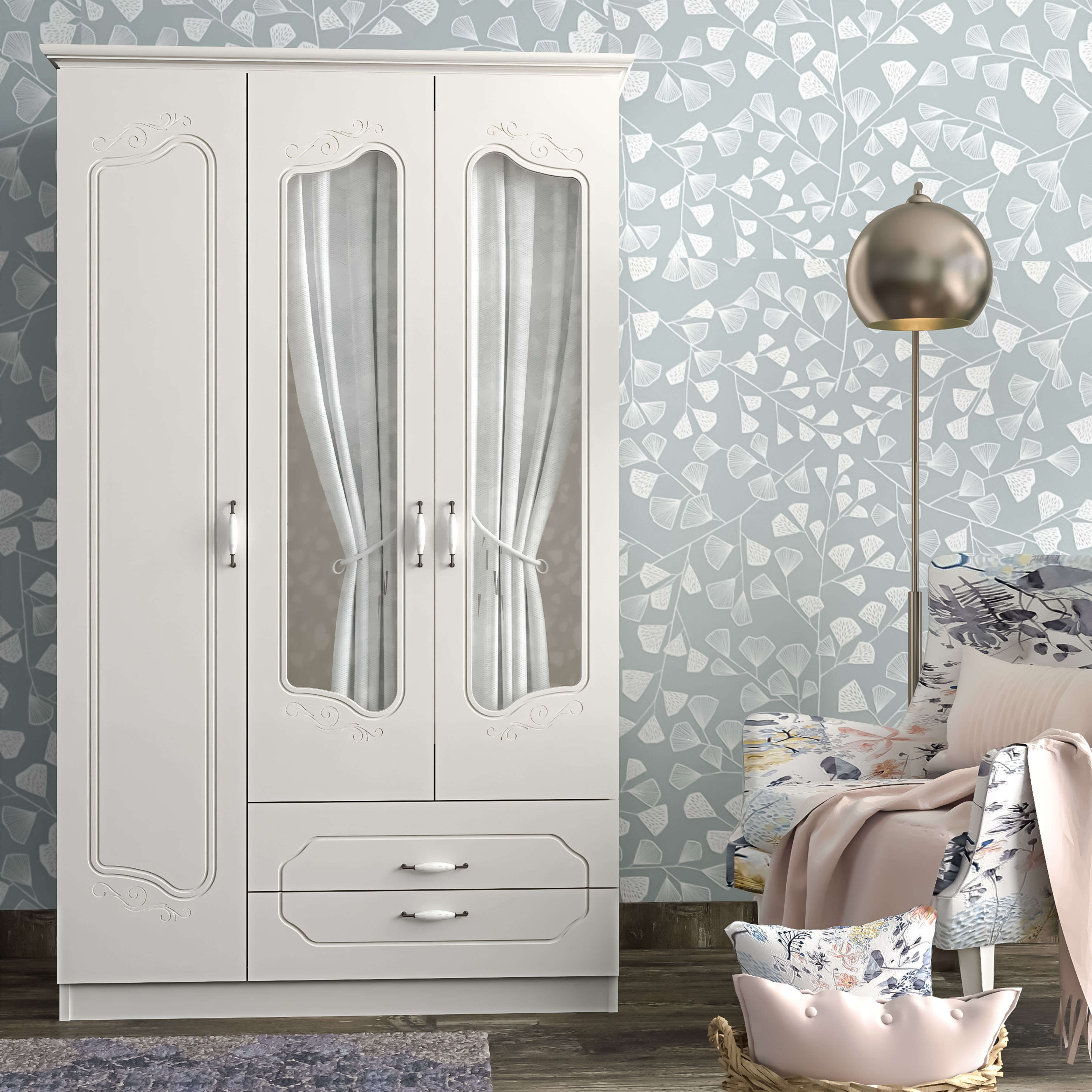 Linda 3 Door 2 Drawer Wardrobe – Bulk – Turkish Furniture
