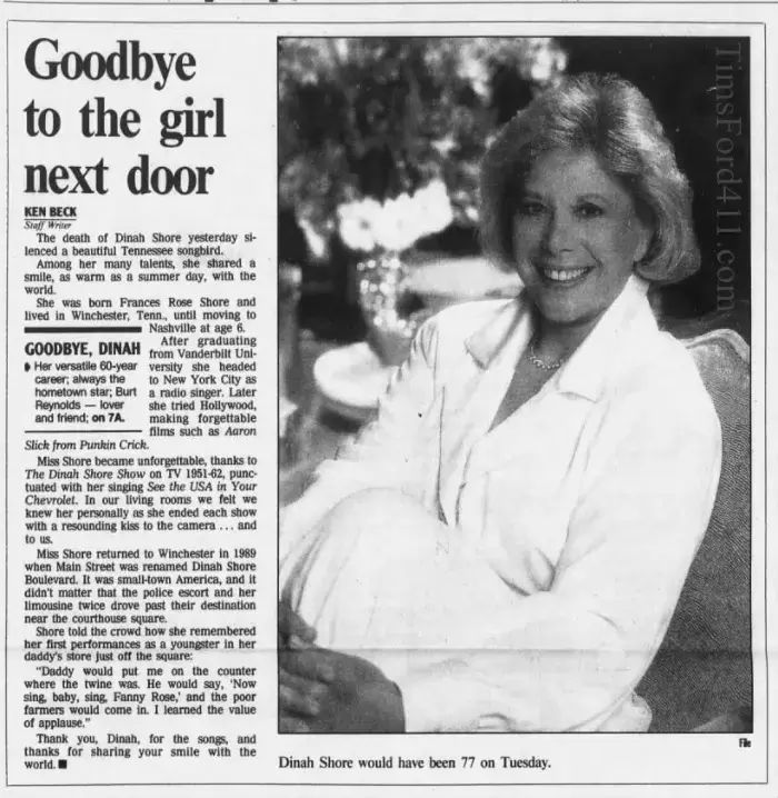 Dinah Shore: The Shining Star from Winchester, TN