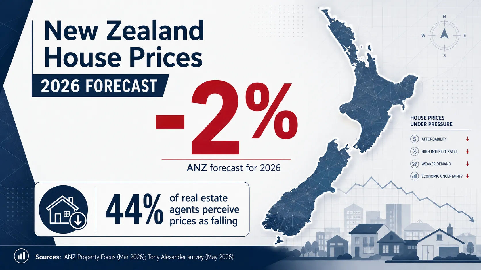 NZ House Price Forecast 2026: Prices Expected to Fall | AusNZ Finance Daily