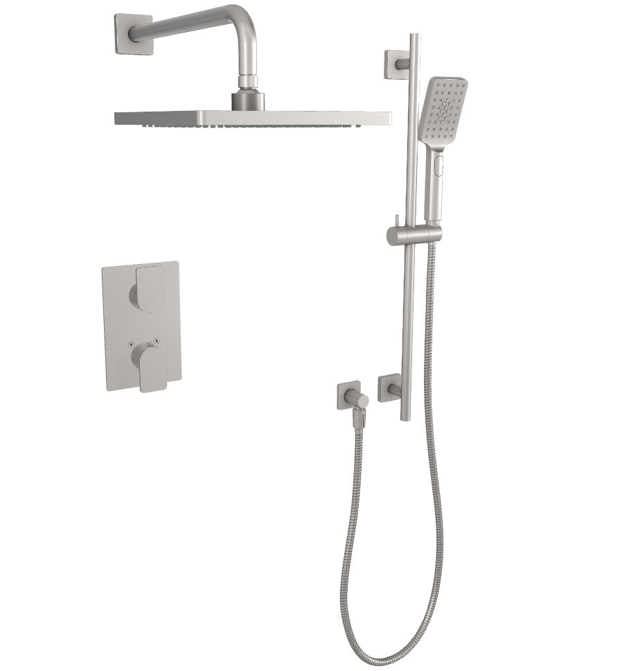 Square Shower Kit Thermostatic - 2 Way - Stainless Steel at New ...