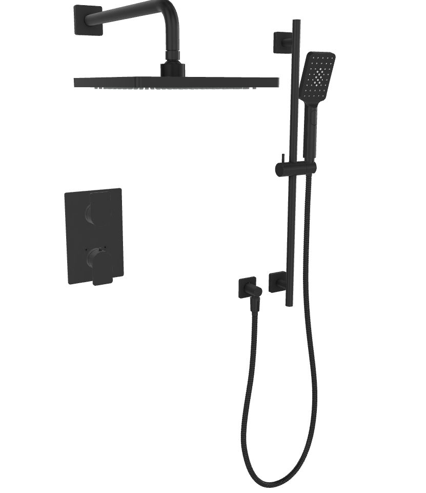 Square Shower Kit Thermostatic - 2 Way - Black at New Canadians Lumber ...
