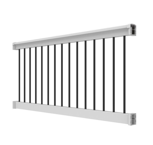 White Finyl Line T Top 6' x 36" Level Rail Kit With Black Round ...