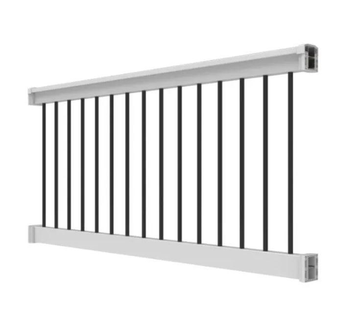 White Finyl Line T Top 8' x 36" Level Rail Kit With Black Round ...