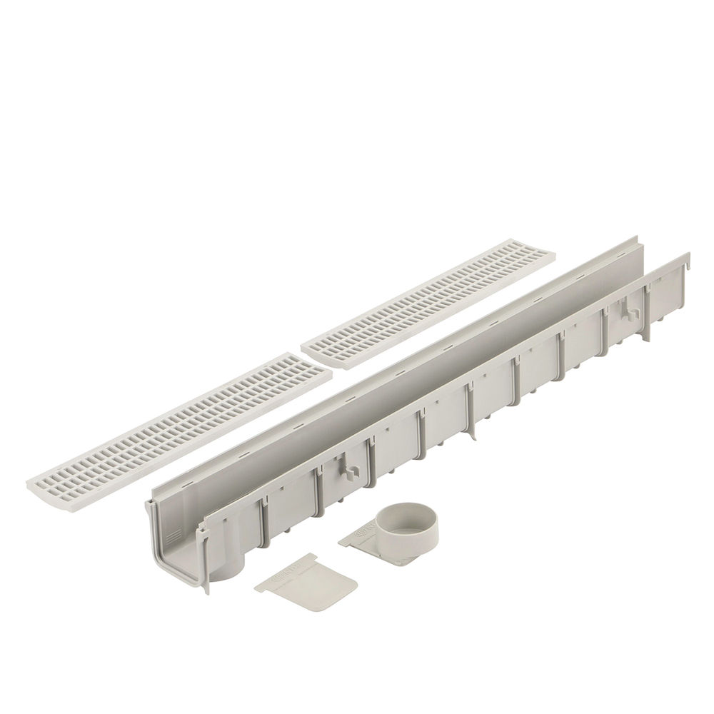 NDS 764 3" Pro-Series Channel Drain Kit w/ Gray Plastic Grate at ...