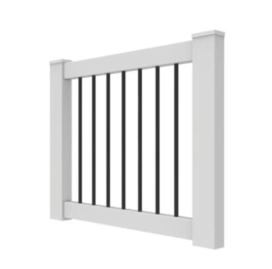 White Assembled 48" Gate With Black Round Aluminum Balusters at GR ...
