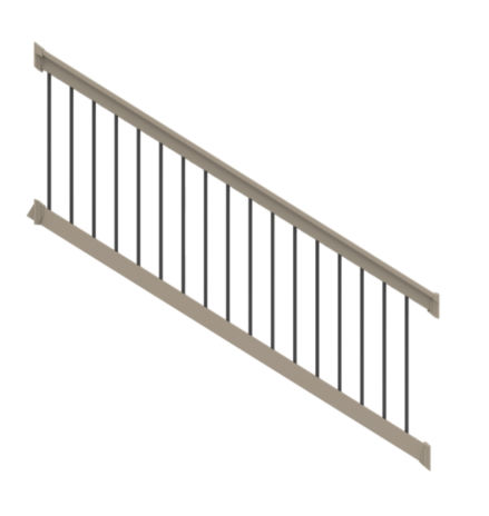 Clay Finyl Line Decktop 8' x 36" Stair Rail Kit With Black Round ...