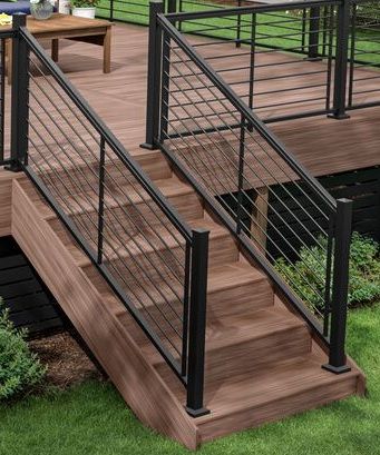 Black Avalon 8' x 36" Stair Rail With 1/2" Horizontal Rods at GR ...