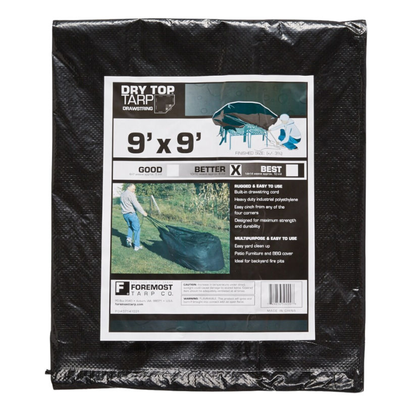 Foremost Dry Top 9 ft. x 9 ft. 8 mil Tarp w/Drawstring Edges Black at ...