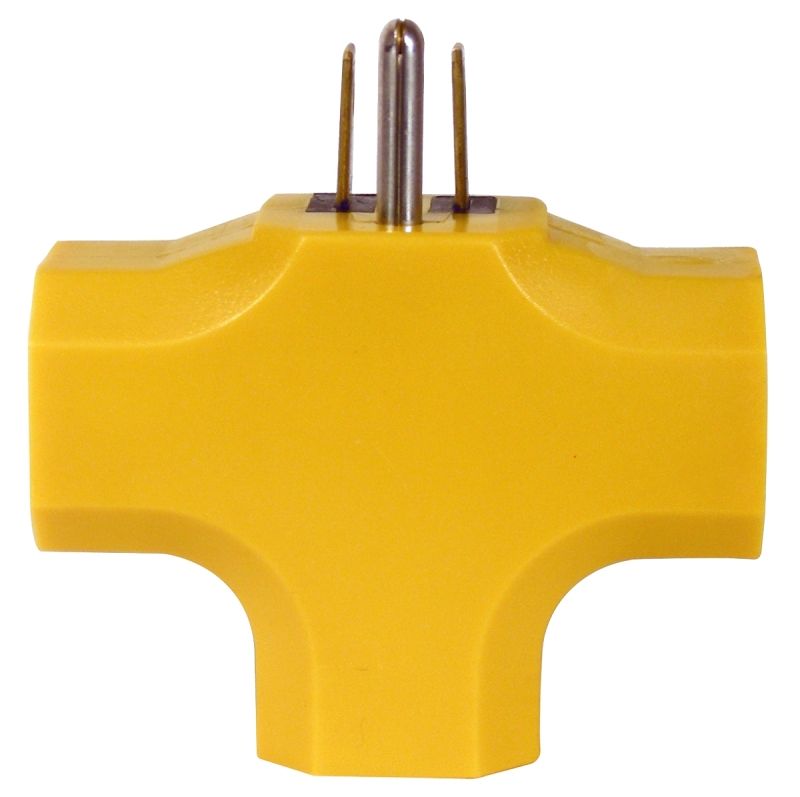 90 Degree Outlet Triple Tap Yellow at Belletetes | Outlet Adapters