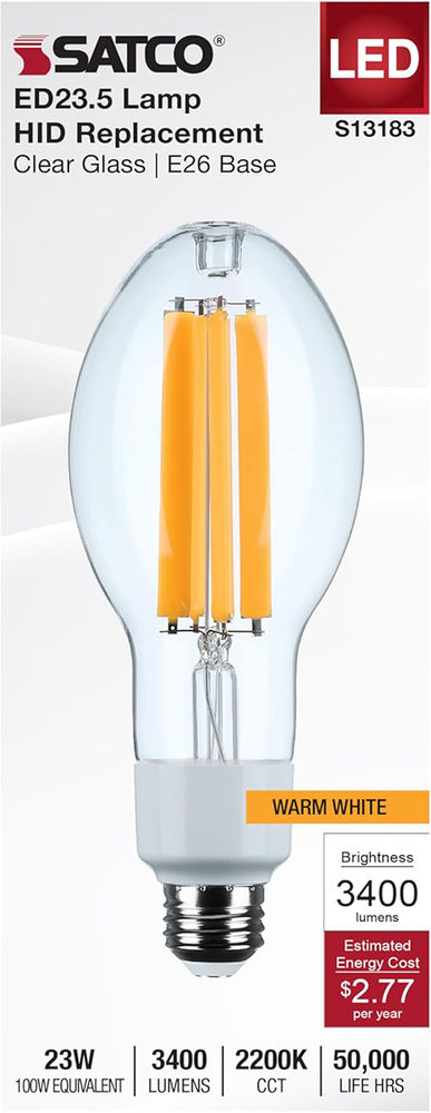 Satco S13183 23W LED/HID/ED23.5 Clear Bulb at Discount Builders Supply ...