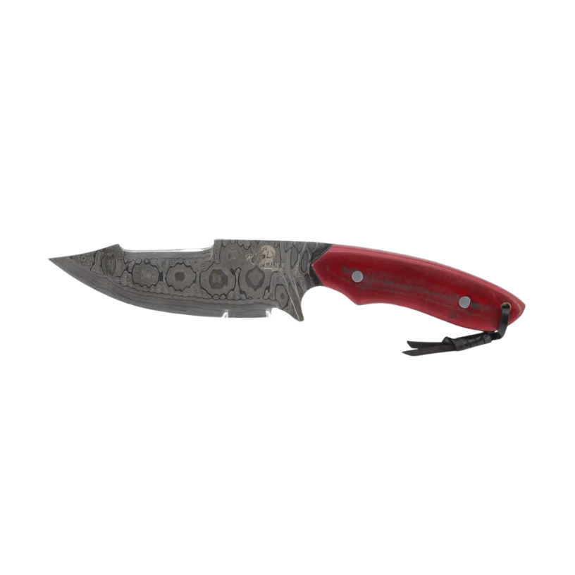 Red Duck Huntsman 650 Tracker Knife Rain Drop Damascus Red Micarta at ...