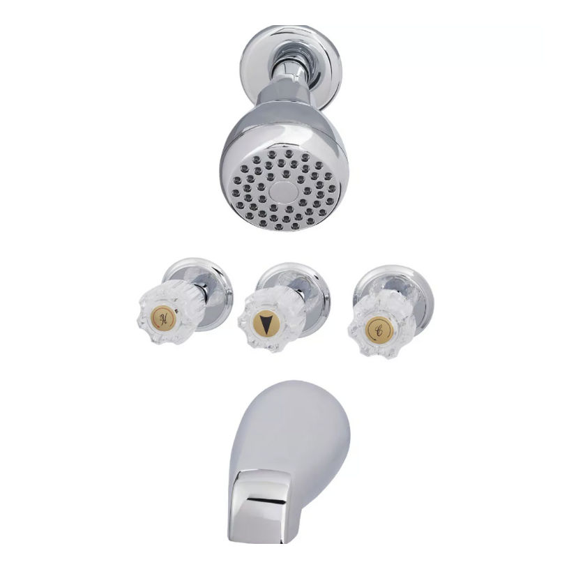 Home Impressions Chrome Acrylic Knob Three Handle Tub/Shower Faucet at ...