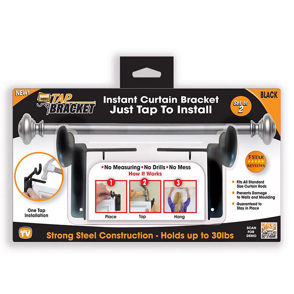 Black Steel 30 lb. Instant Curtain Bracket at Discount Builders Supply ...