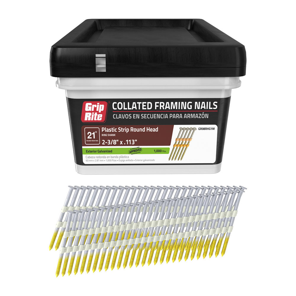 2-3/8" x .113" Smooth Exterior Galvanized 21 Degree Plastic Collated ...