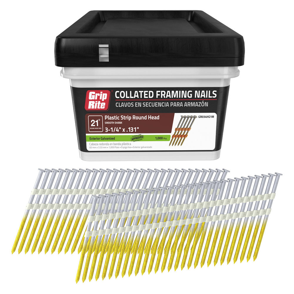 3-1/4" x .113" Smooth Exterior Galvanized 21 Degree Plastic Collated ...