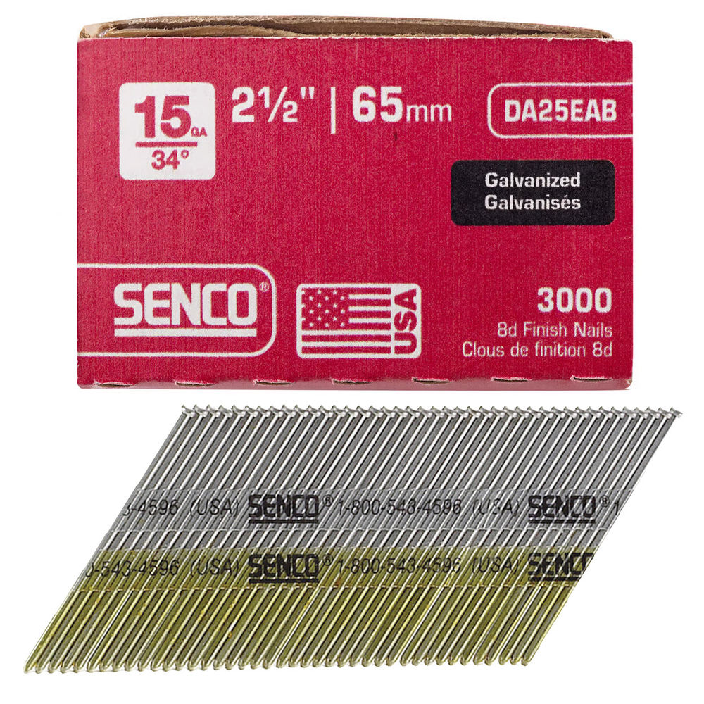 2-1/2" x 15-Gauge Smooth Galvanized 34 Degree Angled Strip Finish Nails ...