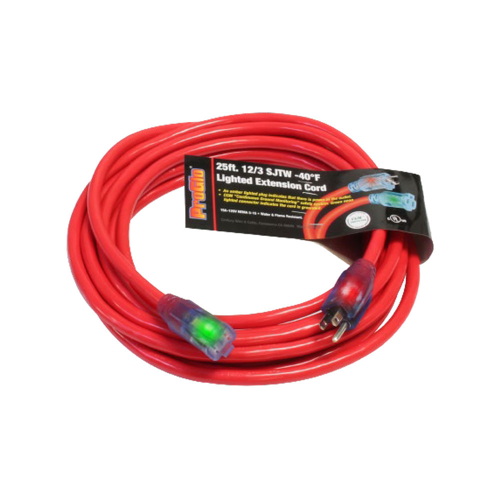 25 ft. ProGlo Red 12 / 3 SJTW Coldweather Extension Cord at Discount ...