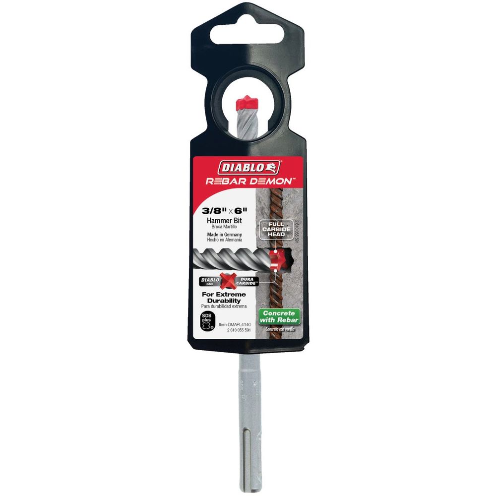 Diablo Rebar Demon 3/8 In. x 6 In. SDS-Plus Full Carbide Rotary Hammer ...