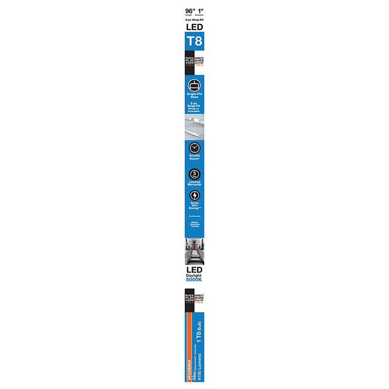 Sylvania 41097 LED Bulb, Linear, Type AB Universal, T8 Lamp, FA8 Single ...
