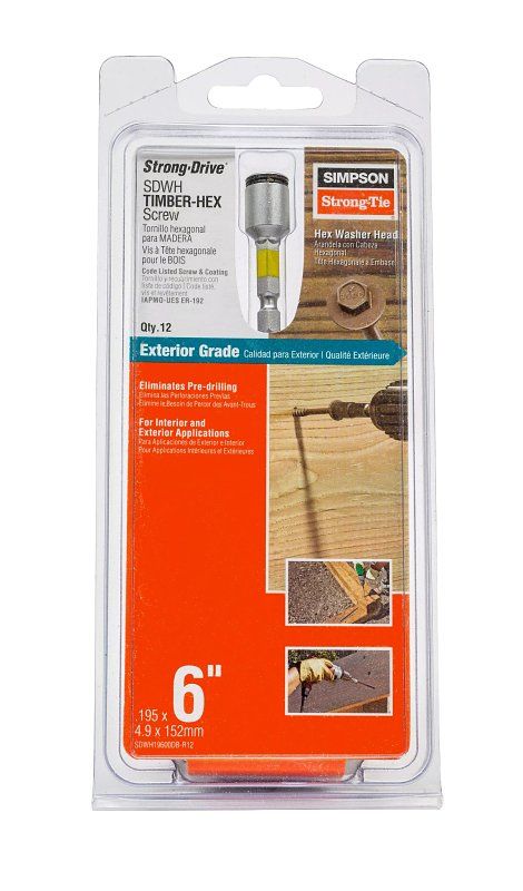 Simpson SDWH19600DB-R12 SDWH Hex Double Barrier .195x6in 5/16 Tan 12Ct ...